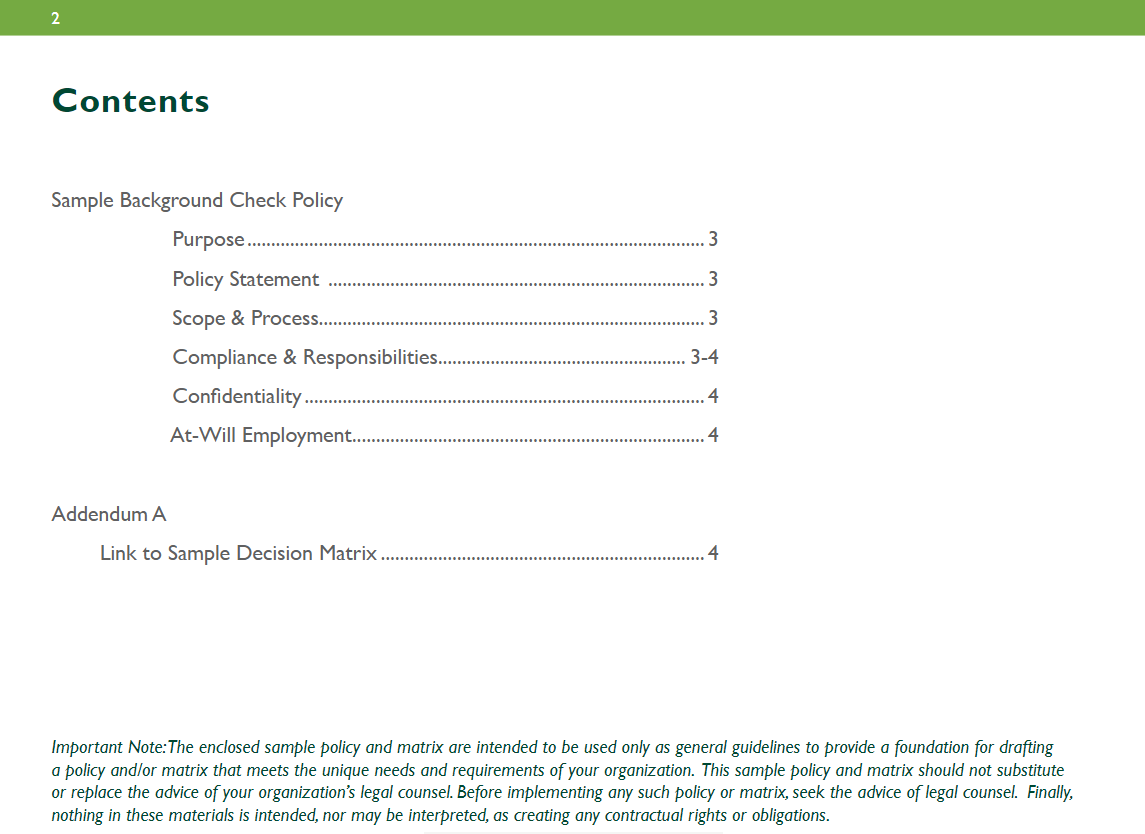 Background Check Policy - Sample